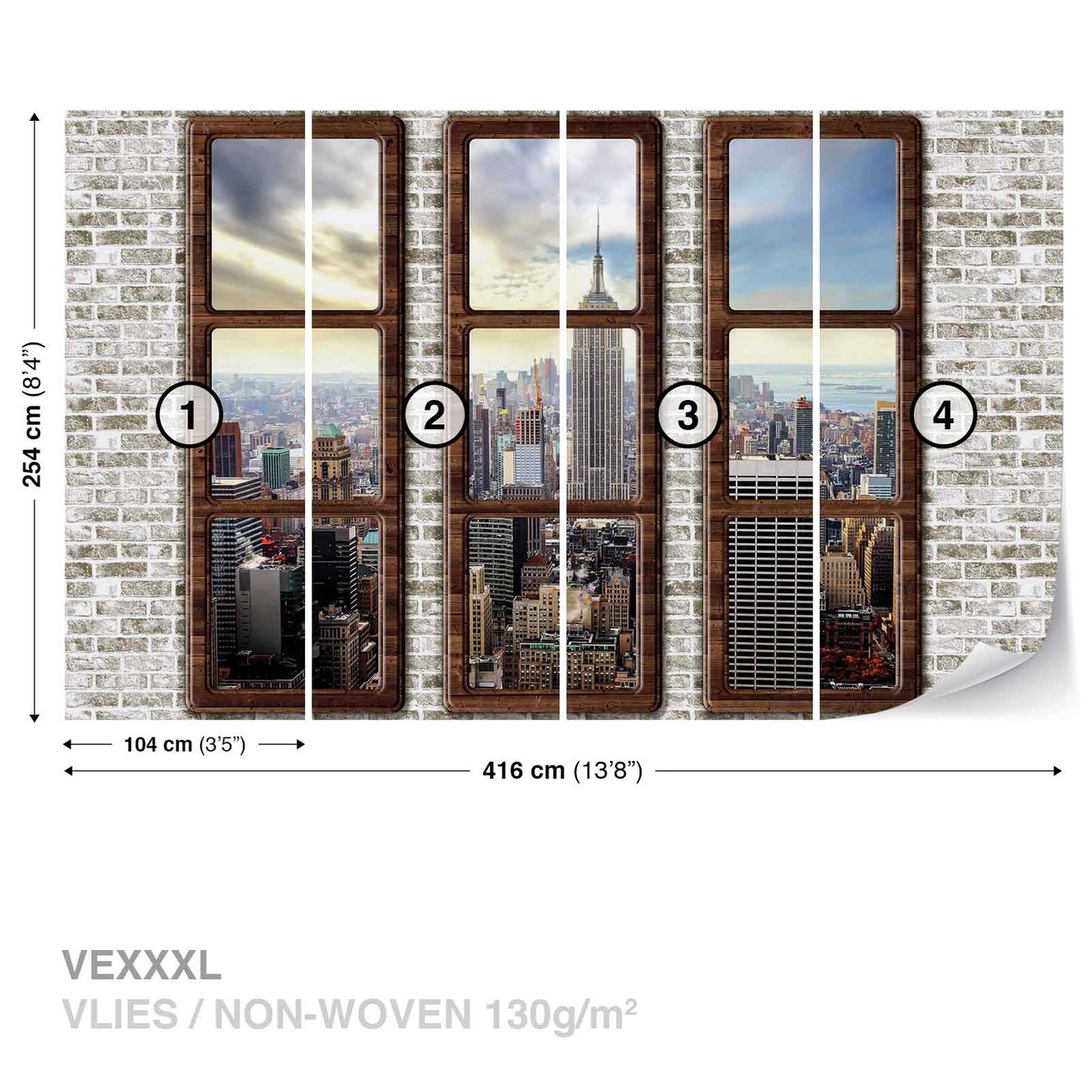 New York City Skyline Window View Wall Paper Mural | Buy at EuroPosters