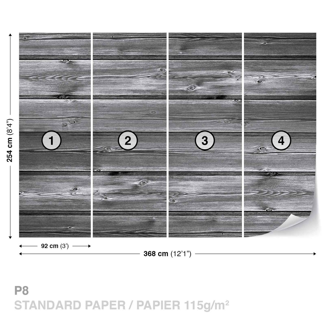 Pattern Grey Wooden Wall Paper Mural | Buy at EuroPosters