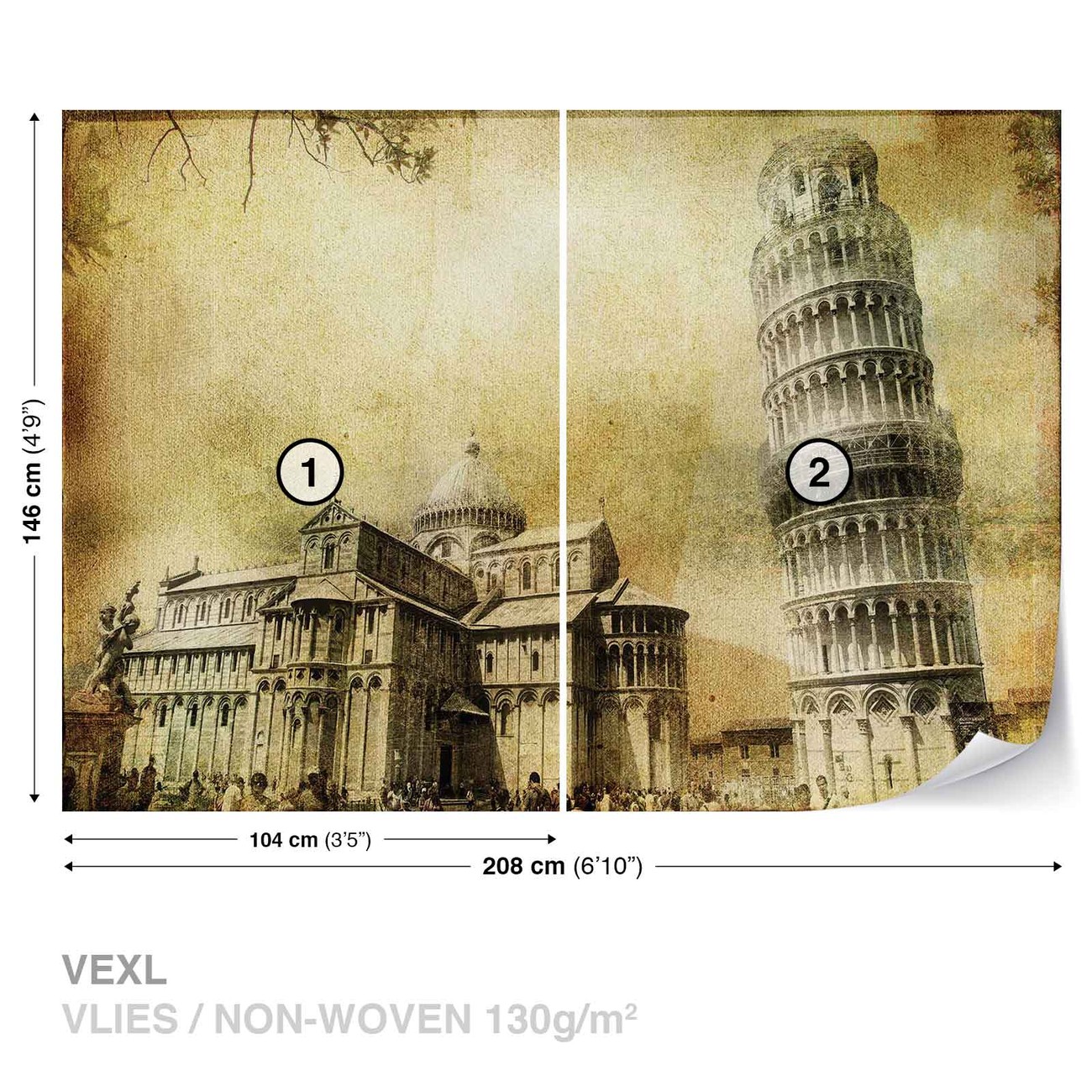 Pisa Leaning Tower Wall Paper Mural | Buy at EuroPosters