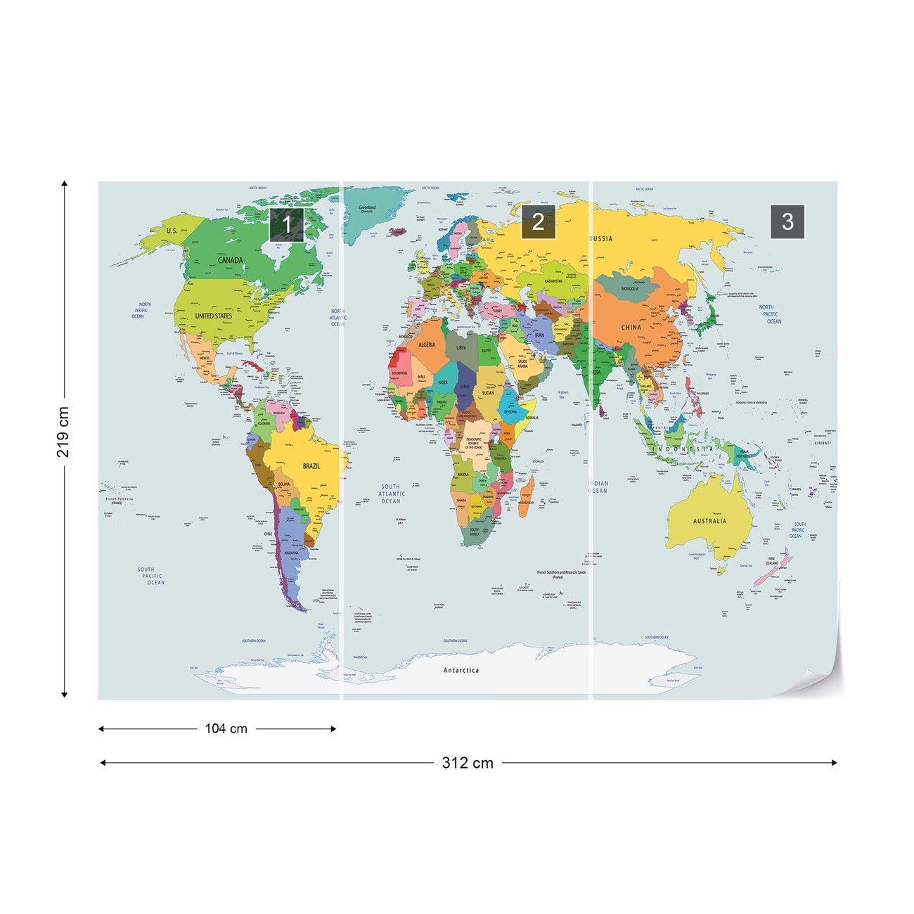 Political World Map Atlas Wall Paper Mural | Buy at EuroPosters