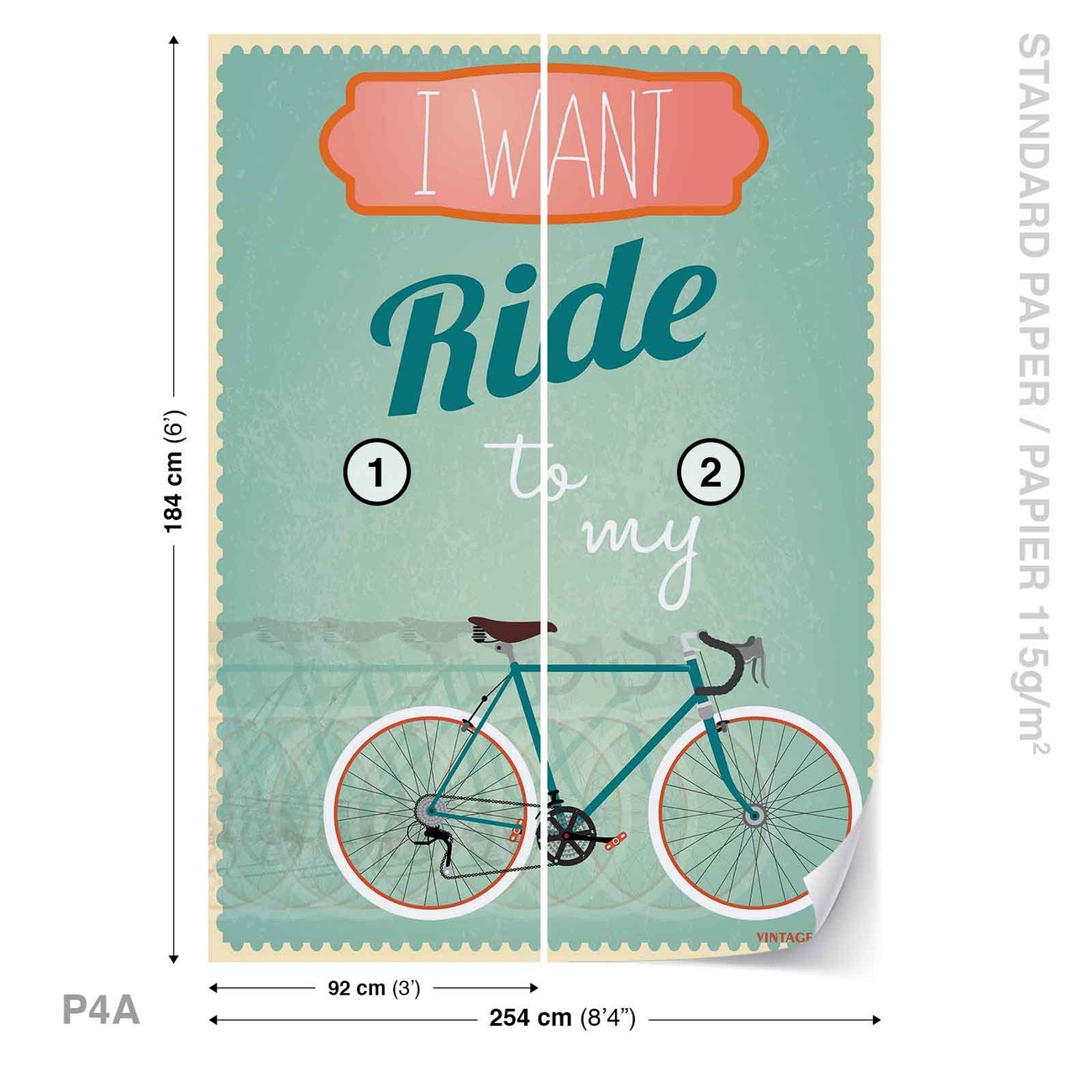 Racing Bicycle Retro Wall Paper Mural | Buy at EuroPosters