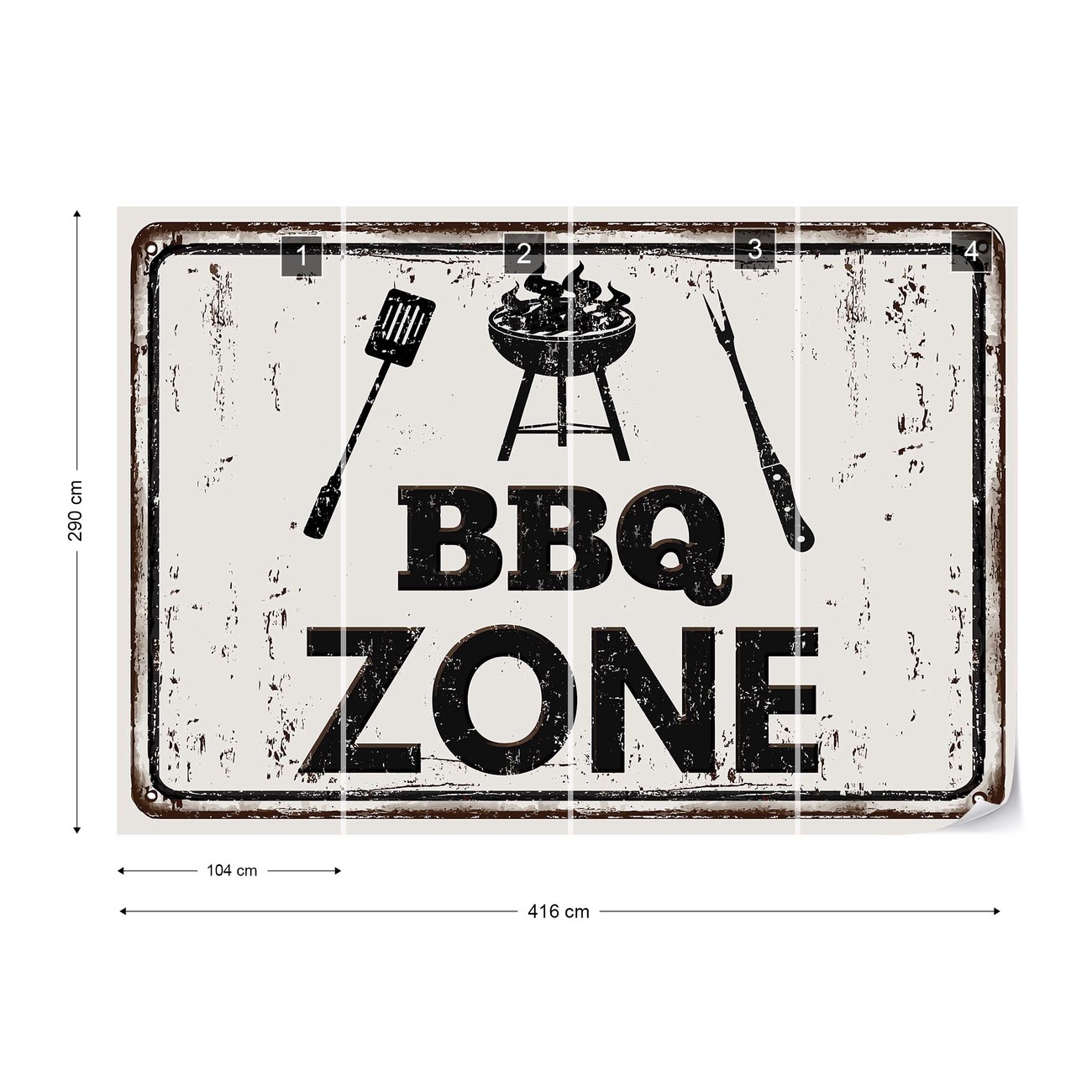 Retro Sign "Bbq Zone" Wall Paper Mural | Buy at EuroPosters