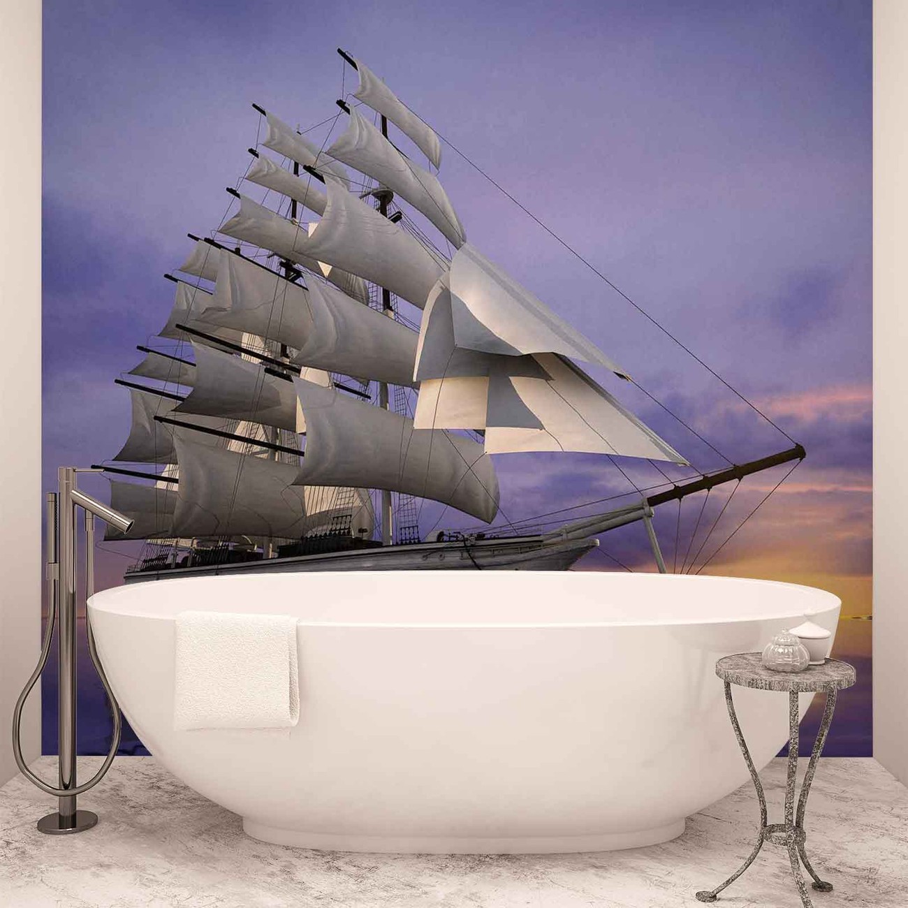Sailing Ship Sunset Wall Paper Mural | Buy at EuroPosters