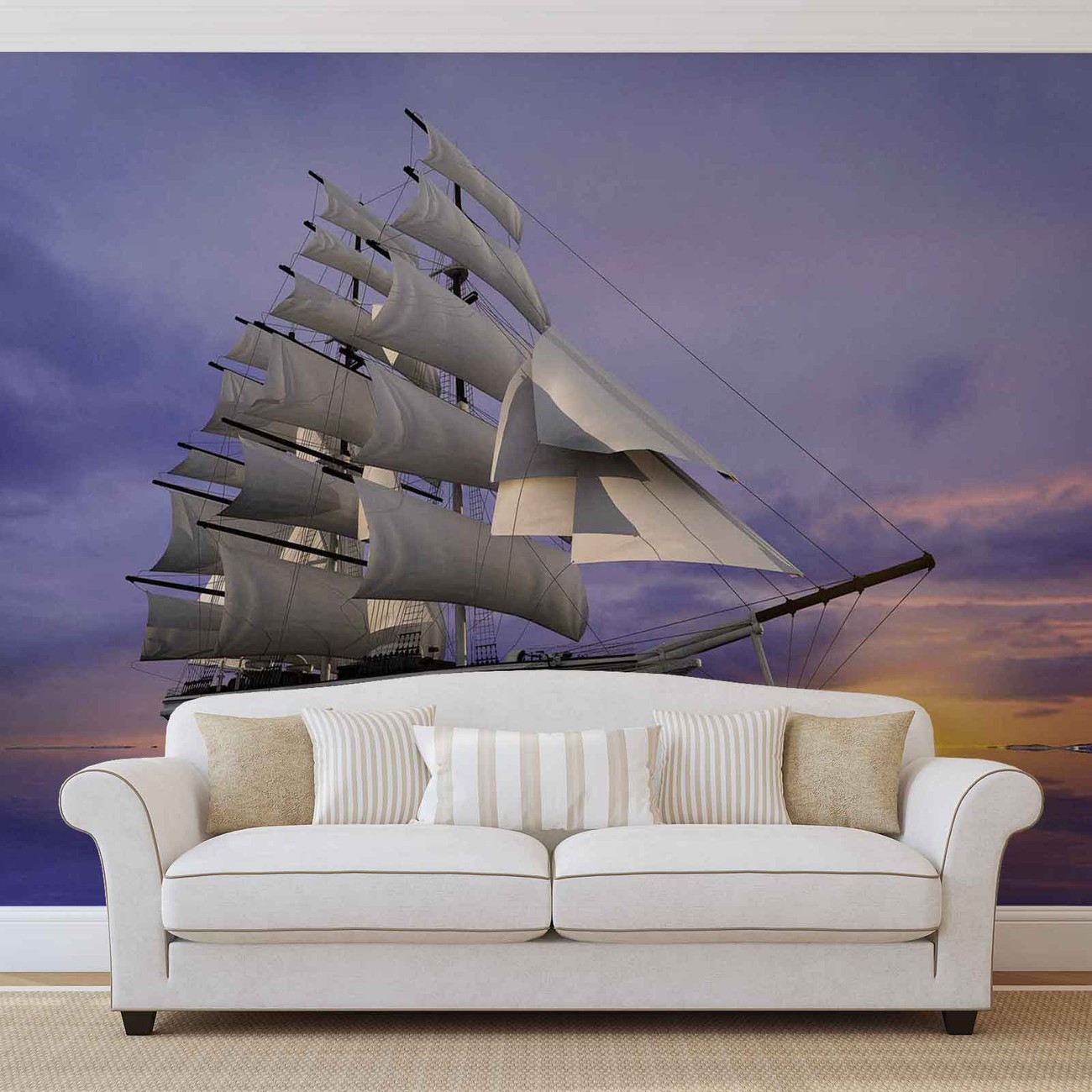 Sailing Ship Sunset Wall Paper Mural | Buy at EuroPosters