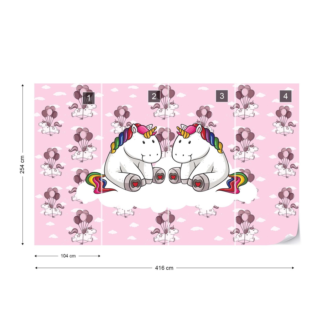 Sweet Unicorns Pink Wall Paper Mural | Buy at EuroPosters
