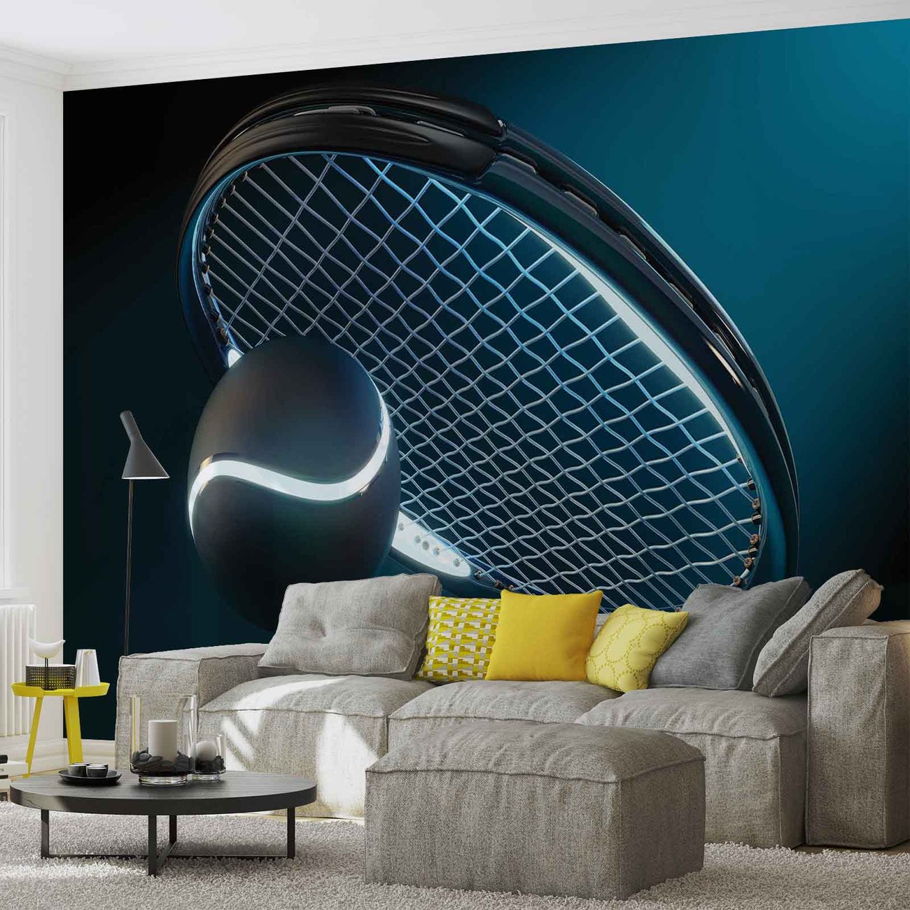Tennis Racket Ball Neon Wall Paper Mural | Buy at EuroPosters