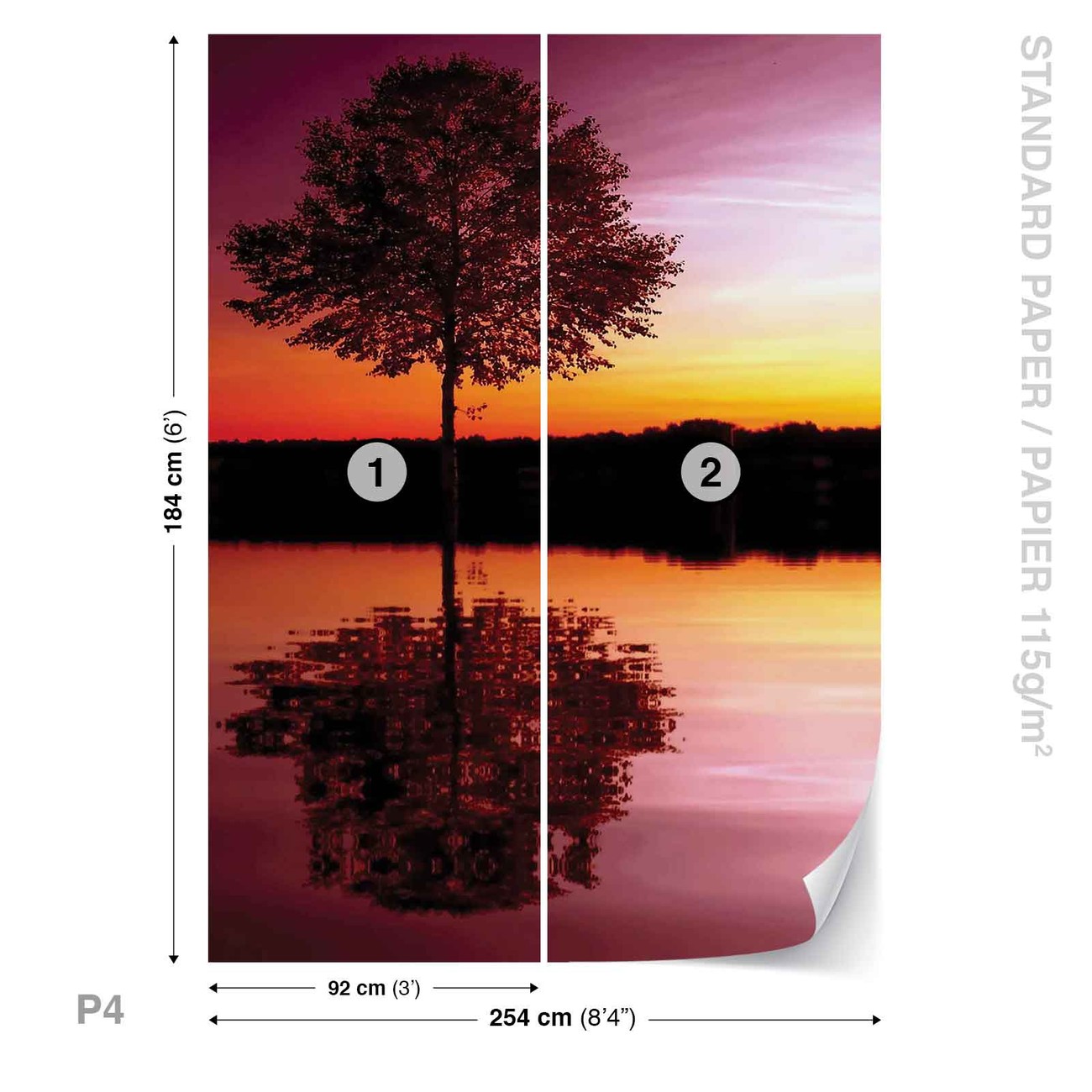 Tree Lake Reflection Sunset Nature Wall Paper Mural | Buy at EuroPosters