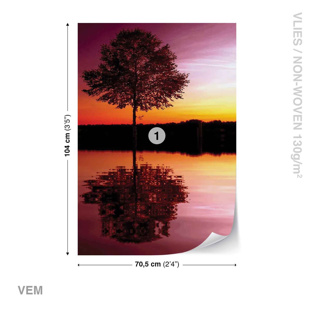 Tree Lake Reflection Sunset Nature Wall Paper Mural | Buy at EuroPosters