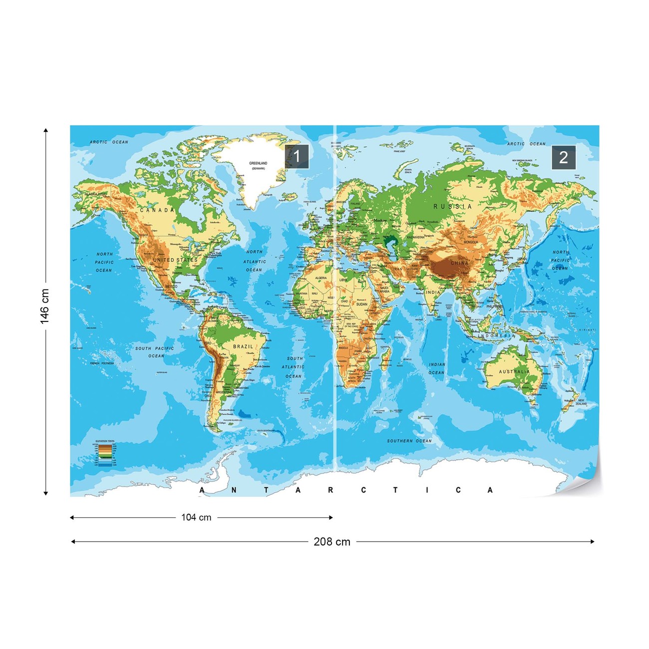 World Map Atlas Wall Paper Mural | Buy at EuroPosters