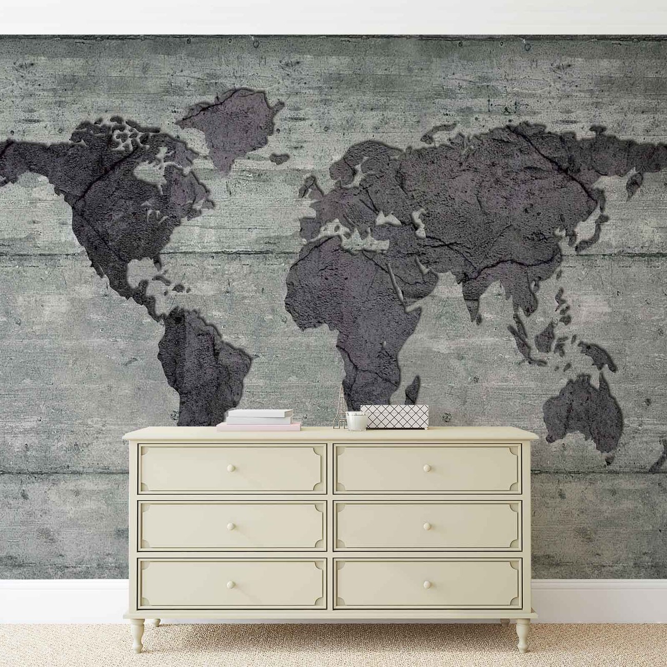 World Map Concrete Texture Wall Paper Mural | Buy at EuroPosters