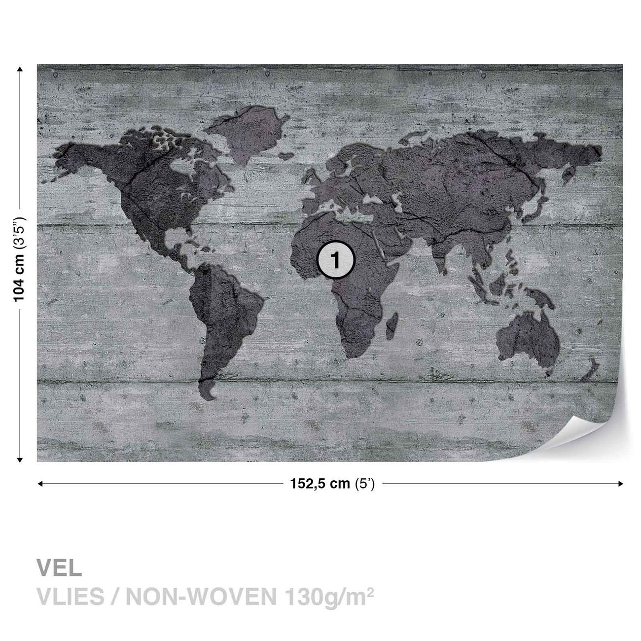 World Map Concrete Texture Wall Paper Mural | Buy at EuroPosters