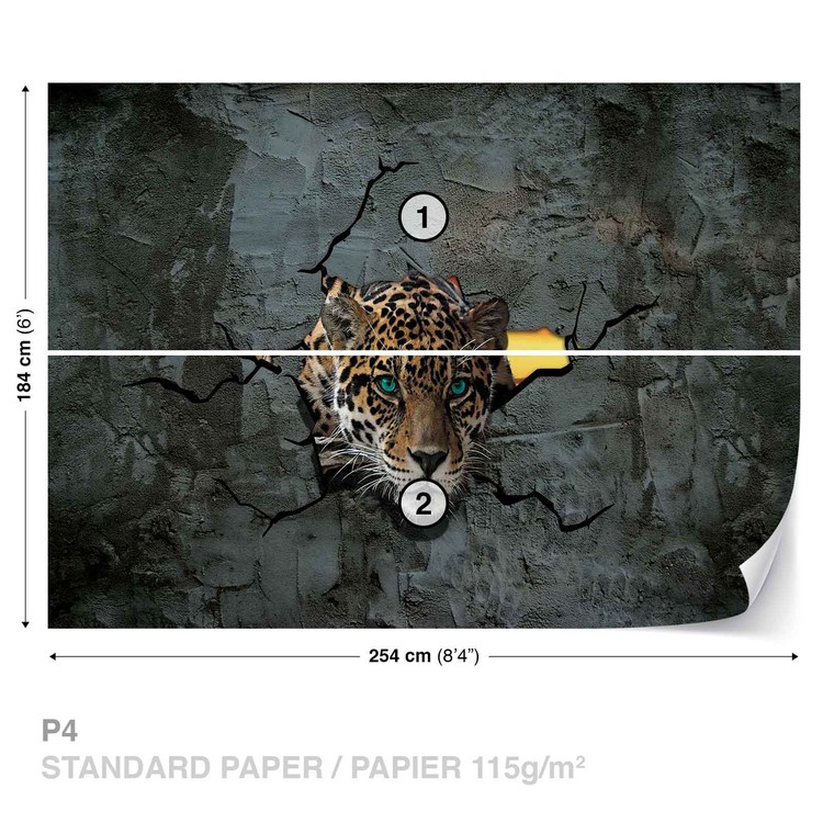 Leopard 3D Wall Mural | Buy online at Europosters