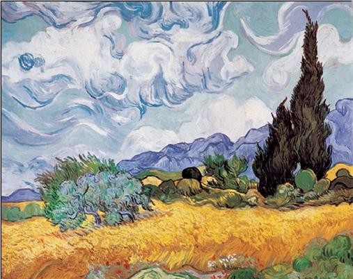 Art Print A Wheatfield with Cypresses, 1889, Vincent van Gogh | Posters ...
