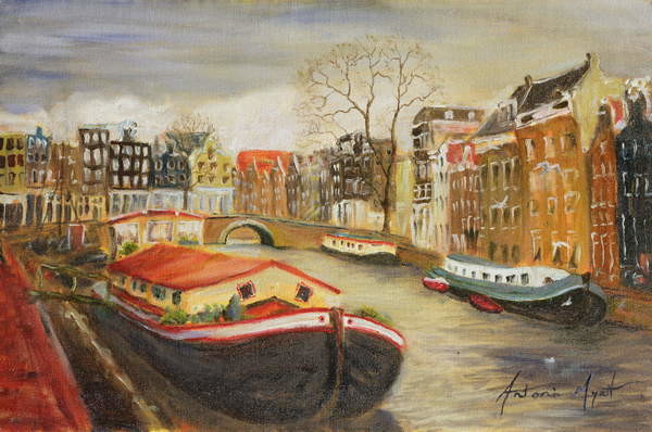 Red House Boat, Amsterdam, 1999, Antonia Myatt | Reproduksjoner av ...