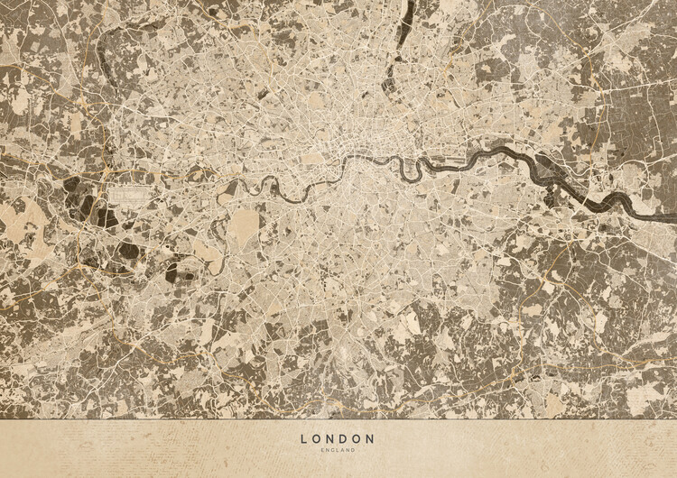 Mapa Sepia vintage map of London, Blursbyai | Mapas de cidades e mapas ...