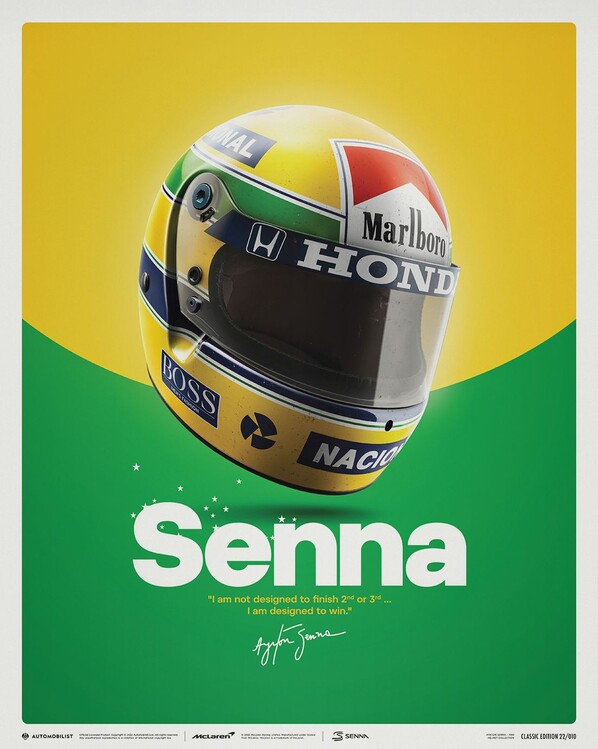 Art Print Ayrton Senna - Helmet - San Marino GP - 1988 | Posters, Wall Art | Europosters