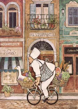 Art Print Chef On Bike, Whiteaker, Betty | Posters, Wall Art | Europosters