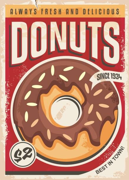 Wall Art Print | Donuts promotional retro poster design, lukeruk ...