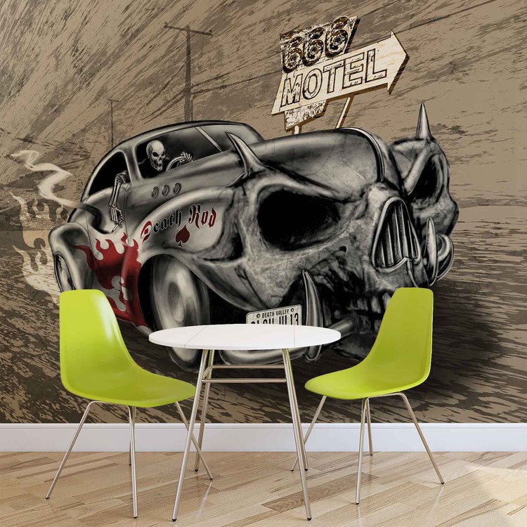 Alchemy Death Hot Rod Car Skull Tapetti, Valokuvatapetti | Europosters.fi