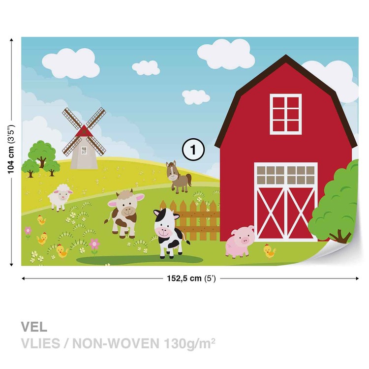 Farm Cartoon Boys Bedroom Wall Mural | Buy online at Europosters