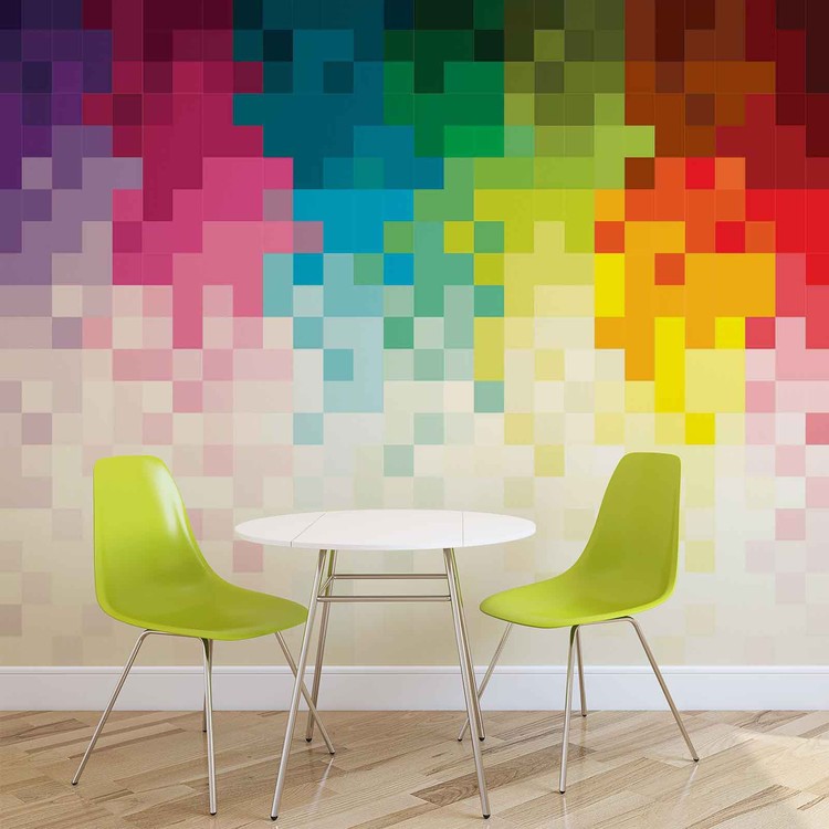 Rainbow Pattern Pixel Wall Mural | Buy online at Europosters