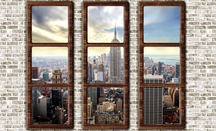 New York City Skyline Window View Tapetti, Valokuvatapetti | Europosters.fi