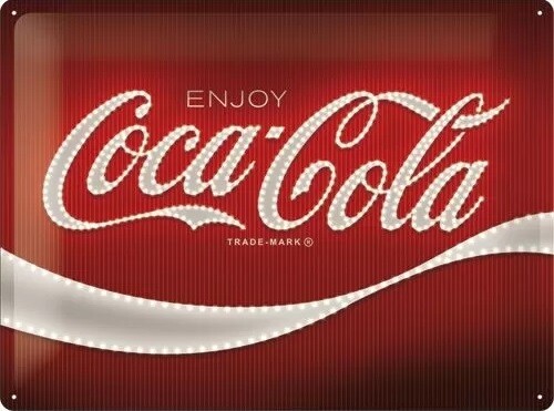 Coca-Cola - Logo - Red Lights | Collectible retro metal signs for your wall