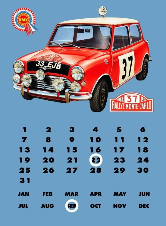MINI COOPER'S' CALENDAR | Collectible retro metal signs for your wall