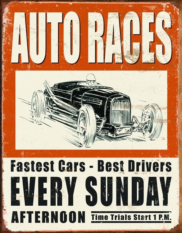 VINTAGE AUTO RACER | Collectible retro metal signs for your wall