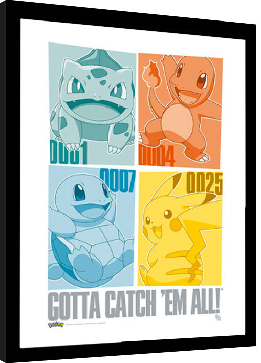 Pokemon - Pikachu & Kanto Starters Framed poster | Buy at Europosters