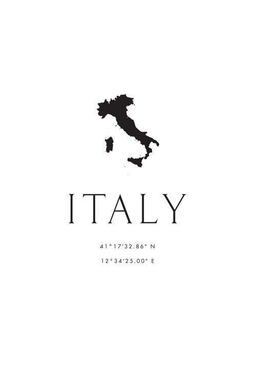 Poster, Quadro Italy map and coordinates, Blursbyai | Posters de parede ...