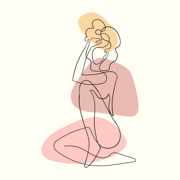Плакат Outline illustration of woman body with blob shape, Lizaveta ...