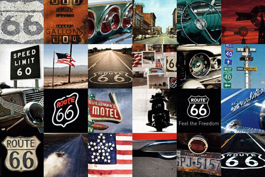 Poster, Quadro Route 66 – mosaic | Posters de parede | 3+1 GRATIS ...