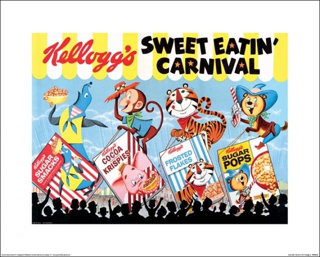 Art Print Vintage Kelloggs - Sweet Eatin' Carnival Land | Posters, Wall ...