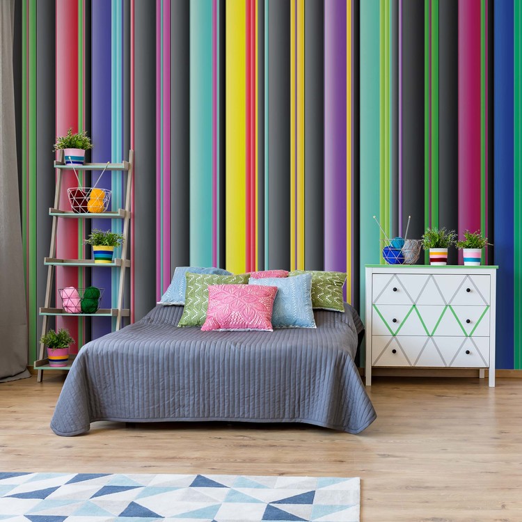 Colourful Stripe Pattern Wall Paper Mural | Buy at EuroPosters