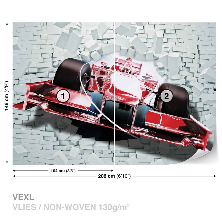 Formula 1 Racing Car Bricks Wall Paper Mural | Buy at EuroPosters