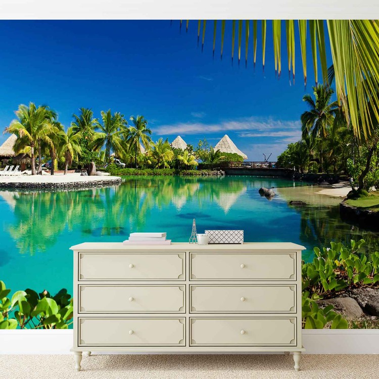 Island Palms Tropical Sea Wall Paper Mural | Buy at EuroPosters