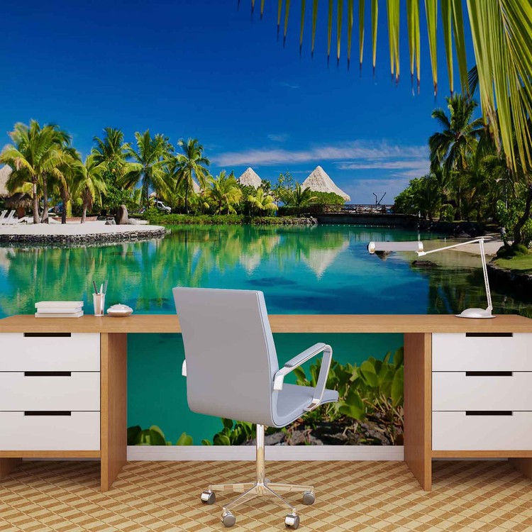 Island Palms Tropical Sea Wall Paper Mural | Buy at EuroPosters