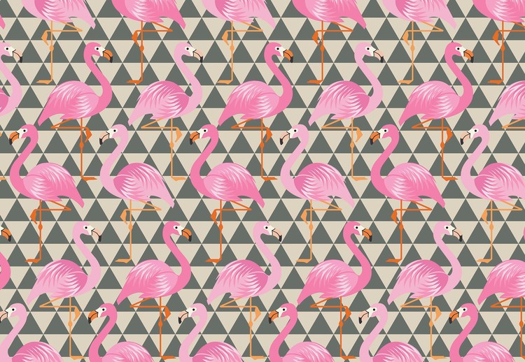 Modern Flamingo Pattern Wall Paper Mural | Buy at EuroPosters