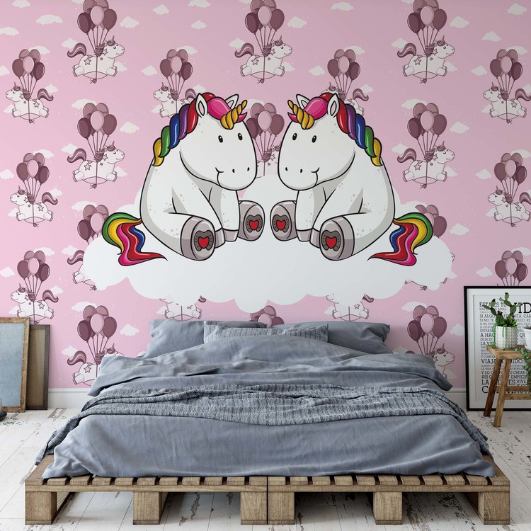 Sweet Unicorns Pink Wall Paper Mural | Buy at EuroPosters