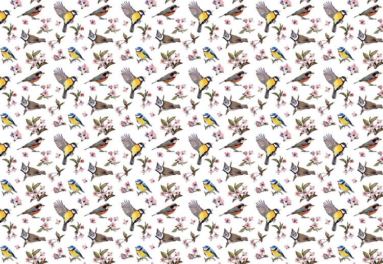 Vintage Bird Pattern Wall Paper Mural | Buy at EuroPosters