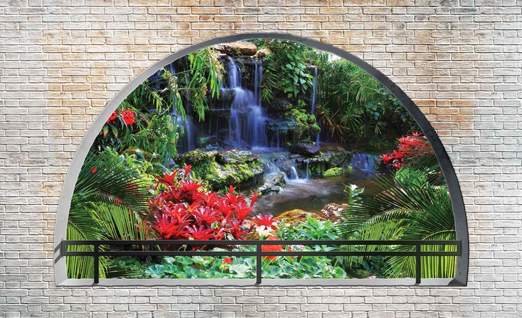 Waterfall Lake Arch View Wall Paper Mural | Buy at EuroPosters