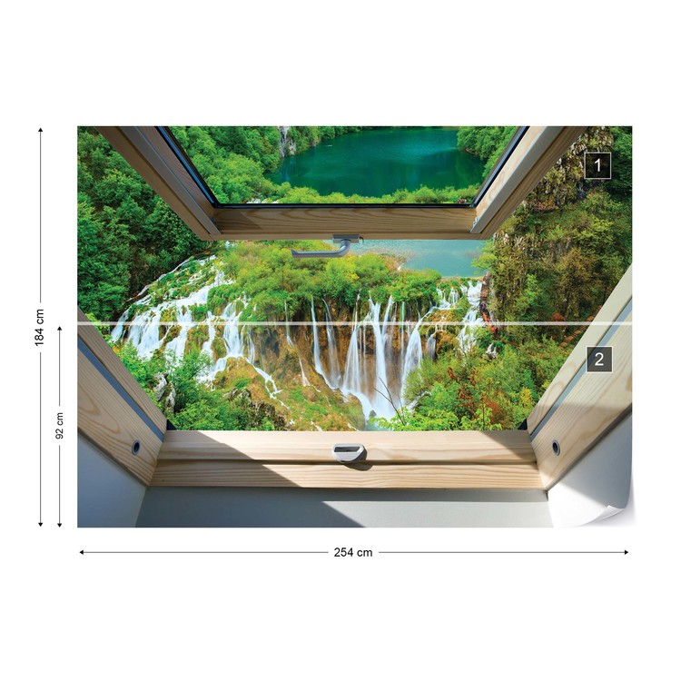 Waterfall Skylight Window View Wall Paper Mural | Buy at EuroPosters