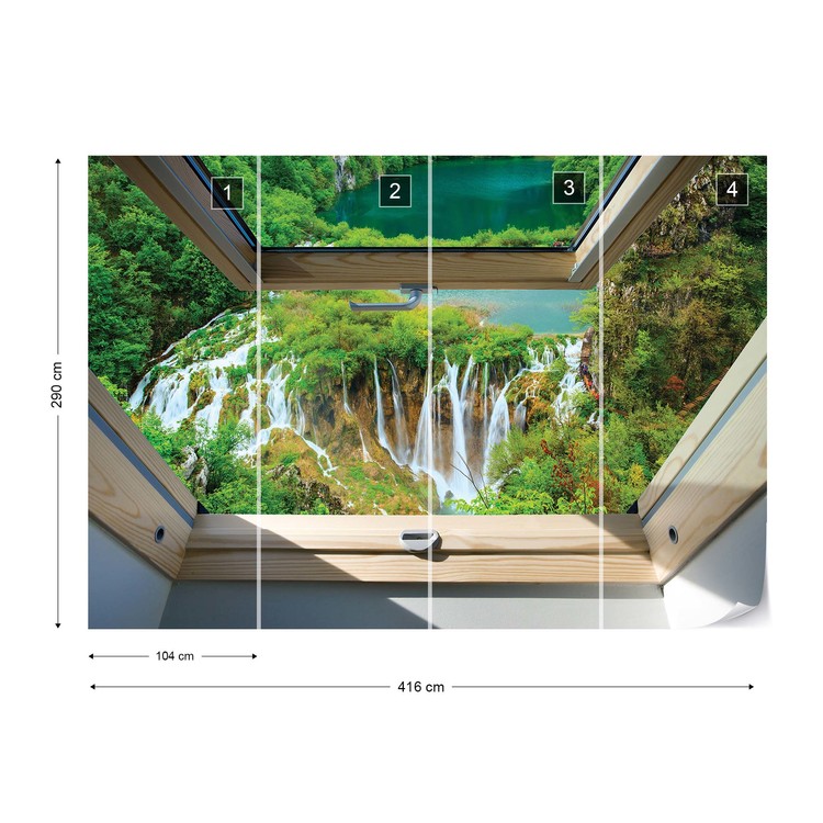 Waterfall Skylight Window View Wall Paper Mural | Buy at EuroPosters