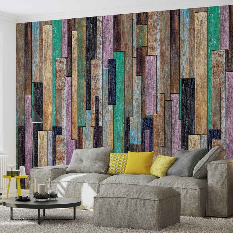 Wood Planks Painted Rustic Wall Paper Mural | Buy at EuroPosters