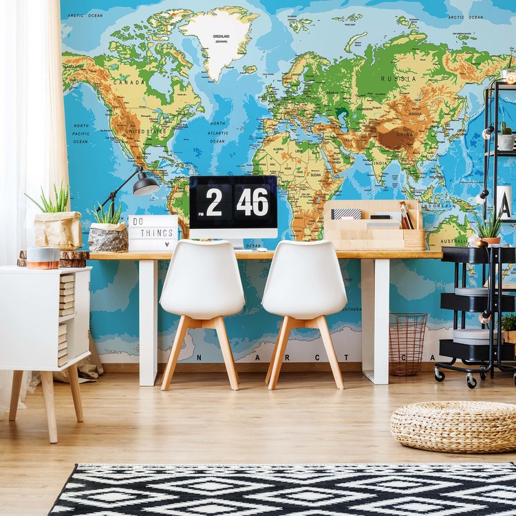 World Map Atlas Wall Paper Mural | Buy at EuroPosters