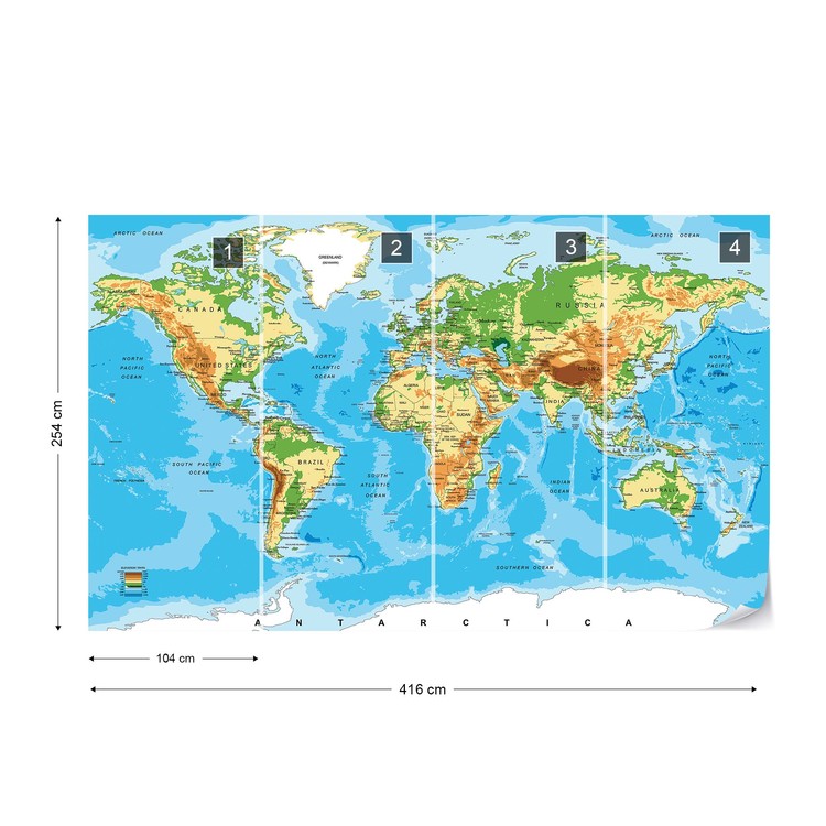 World Map Atlas Wall Paper Mural | Buy at EuroPosters